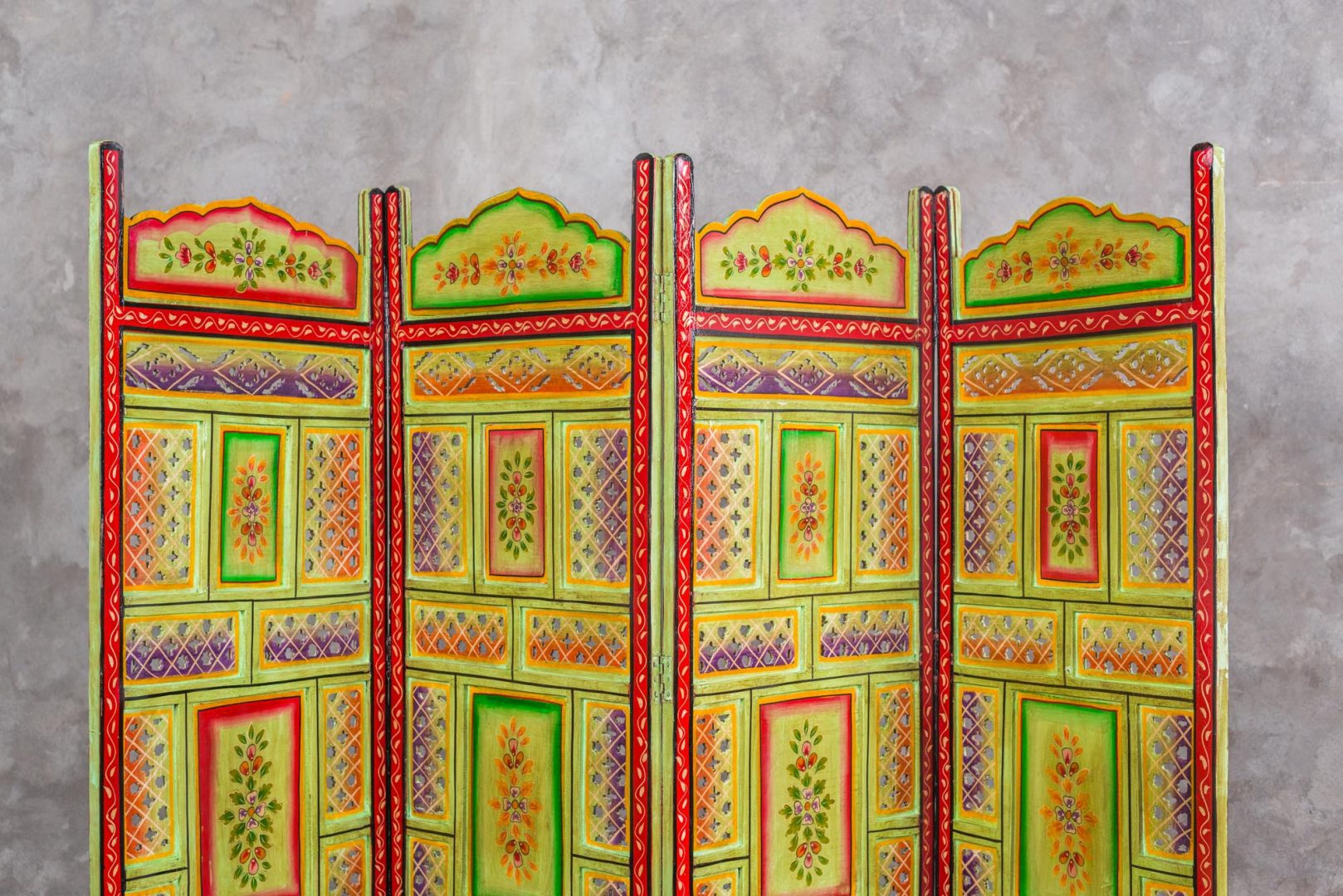 Biombo tallado y pintado a mano rojo – Tienda Himalaya